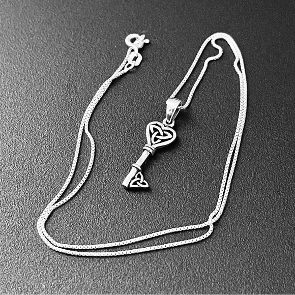 Jewelry | Sterling Silver Celtic Heart Key Necklace Silver Necklaces ...